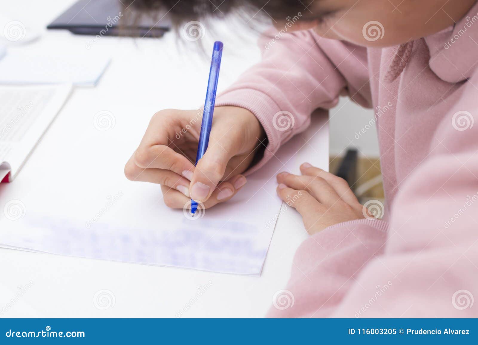 Child Student Write on the Home or School Stock Image - Image of desk ...