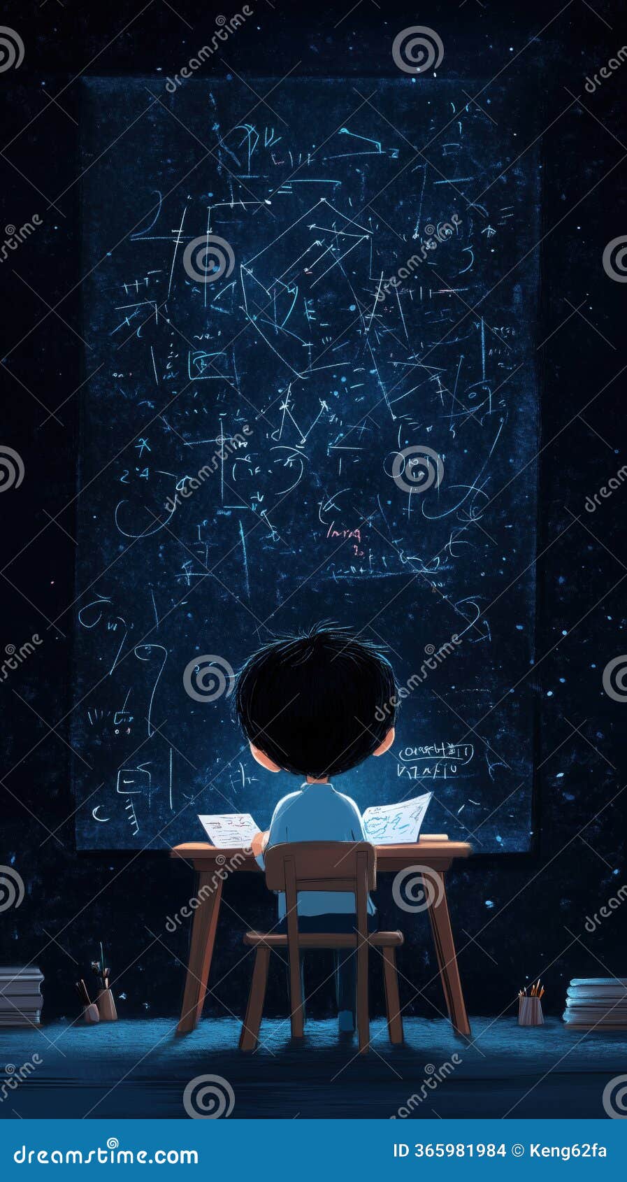 Complex Math Calculations With Chalk Green Chalkboard Illustration ...