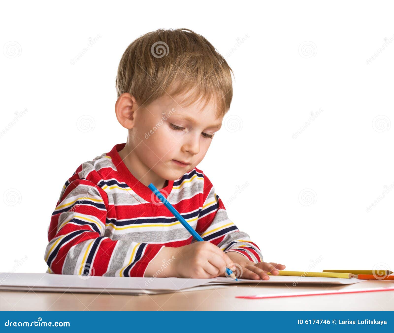Child studies to draw stock photo. Image of face, small - 6174746