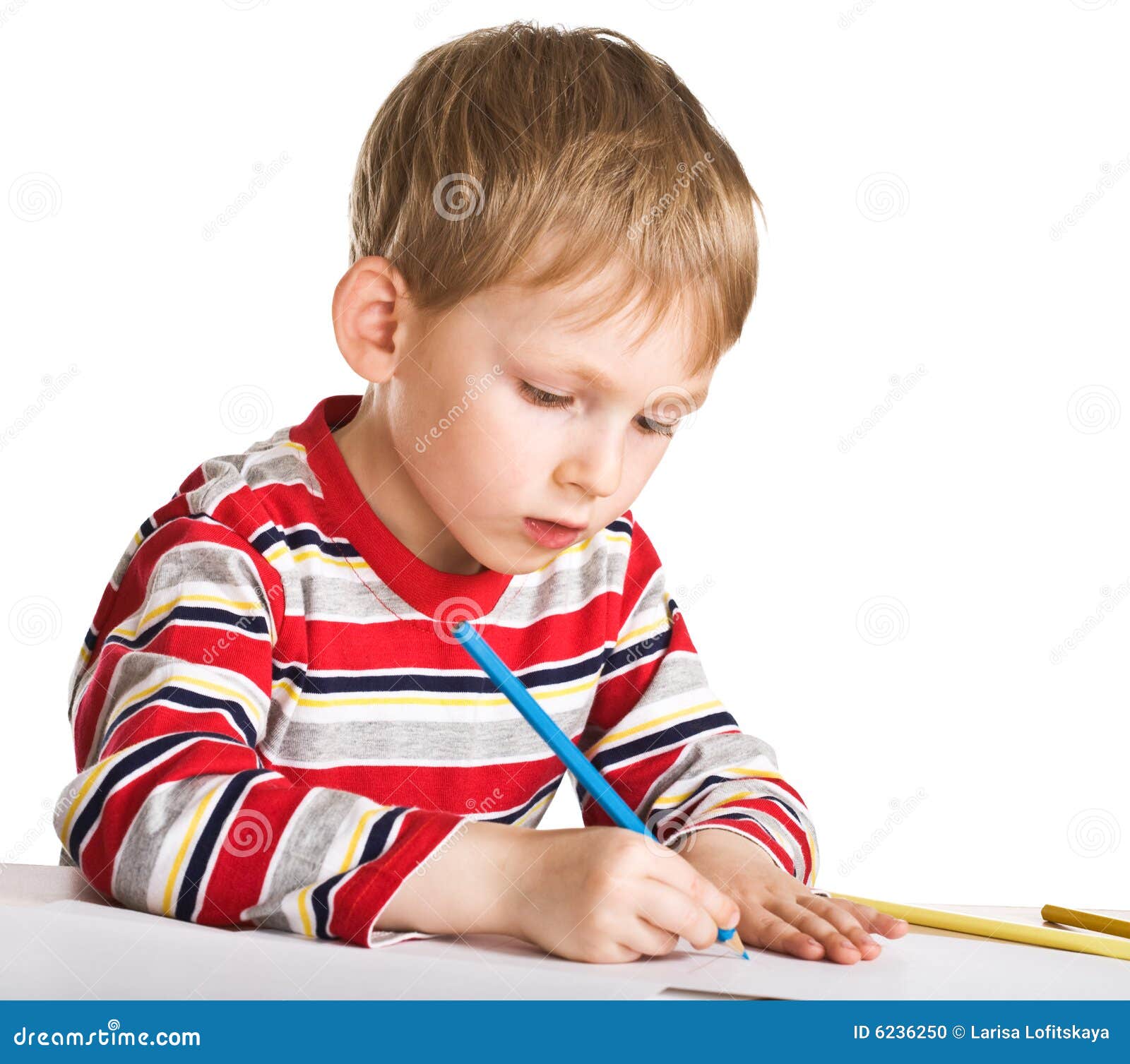 Child studies to draw stock photo. Image of blond, drawing - 6236250