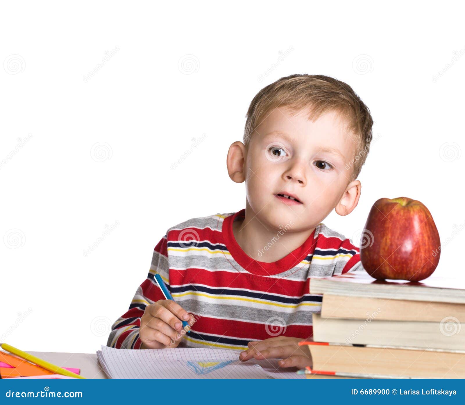Child studies to draw stock photo. Image of drawing, serious - 6689900