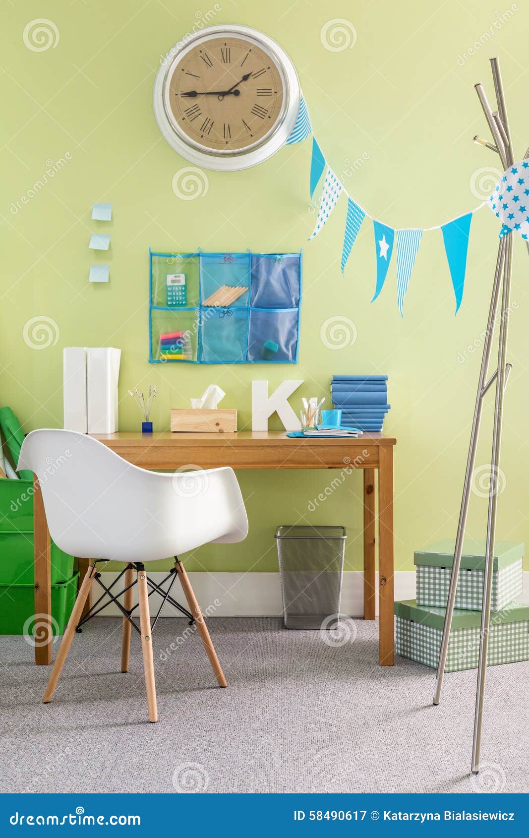 Child Boy Study Blueprint With Interest, Parents Having Talk About Home ...