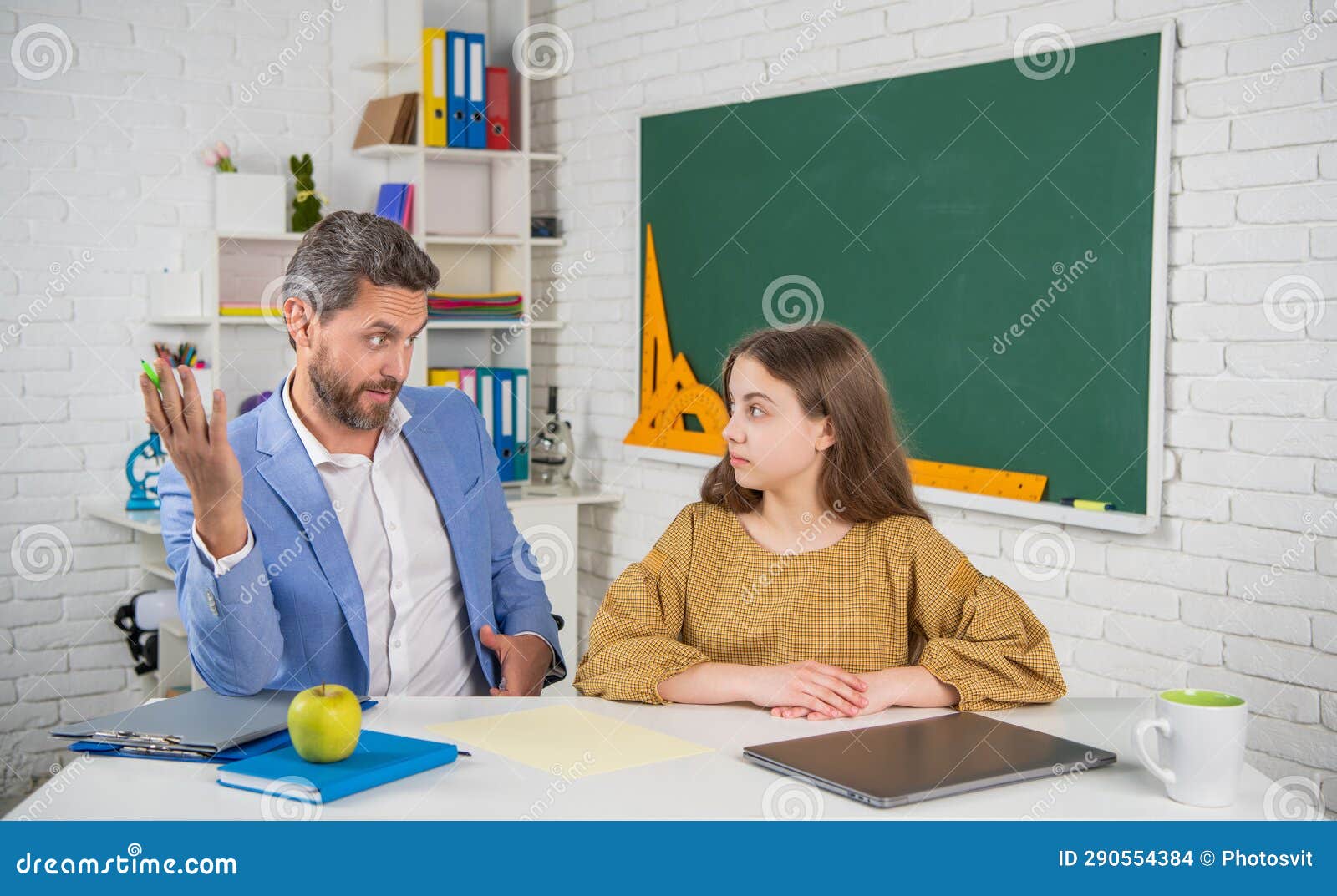 Child Study in Classroom with Amazed Tutor Stock Photo - Image of tutor ...