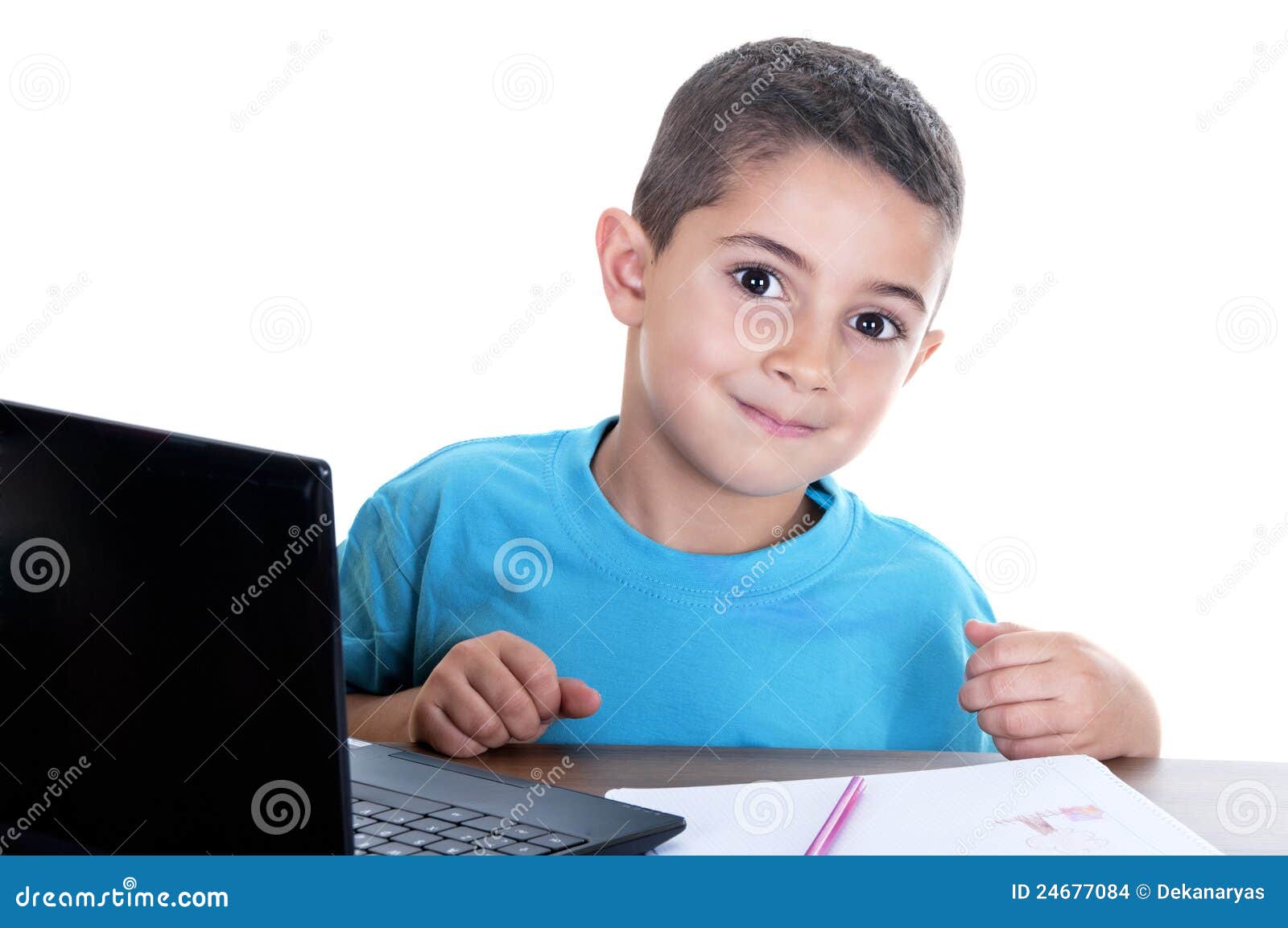 Child Studying with Computer Stock Photo - Image of business, schoolboy ...
