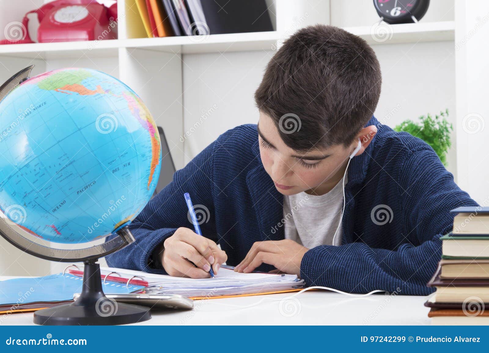 Child studying and writing stock image. Image of information - 97242299