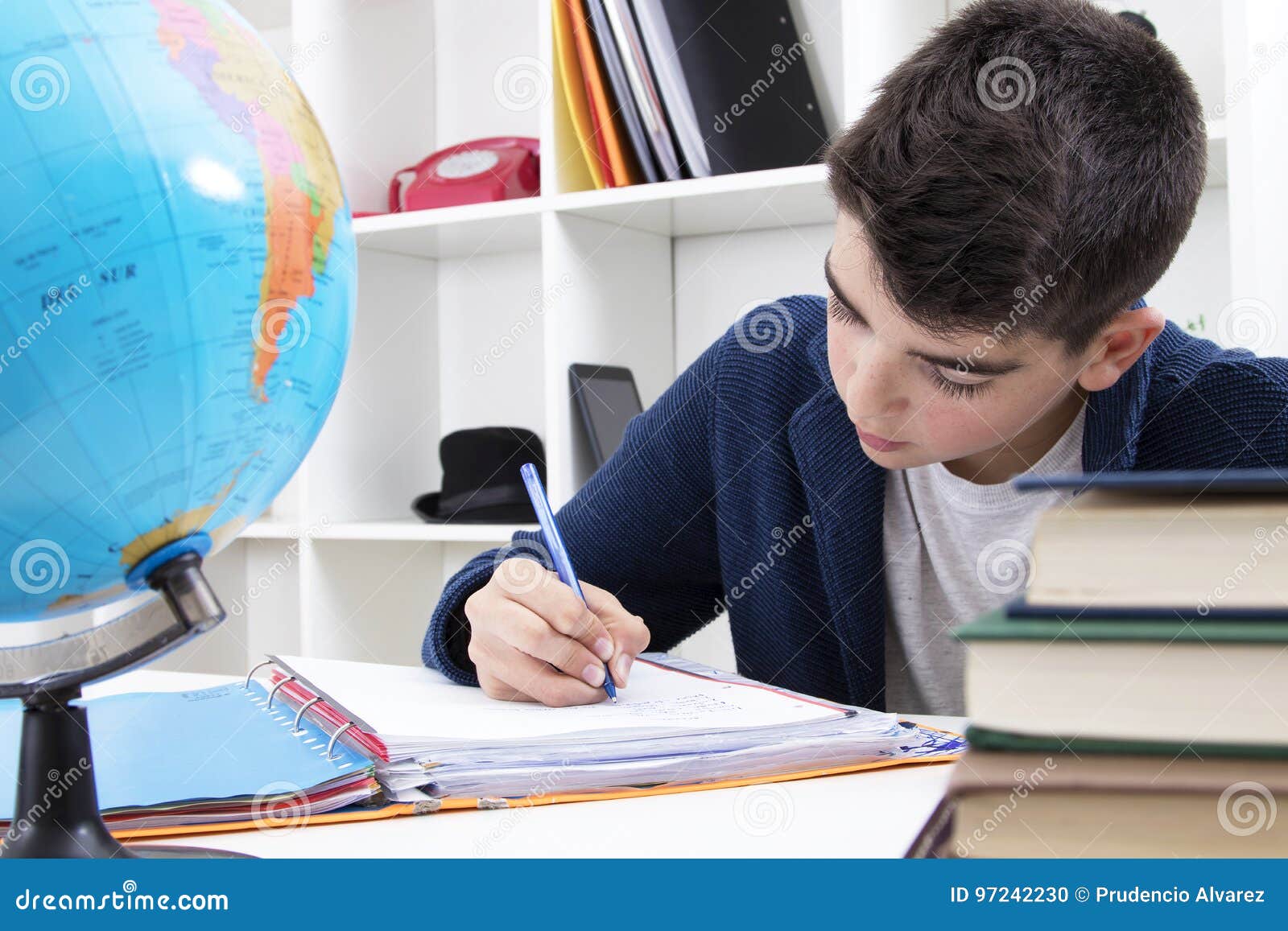 Child studying and writing stock photo. Image of beautiful - 97242230