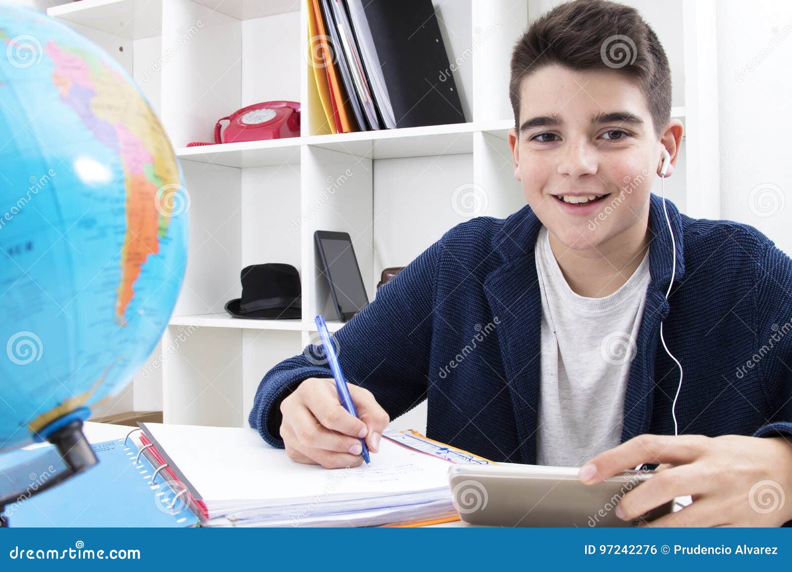 Child studying and writing stock photo. Image of child - 97242276