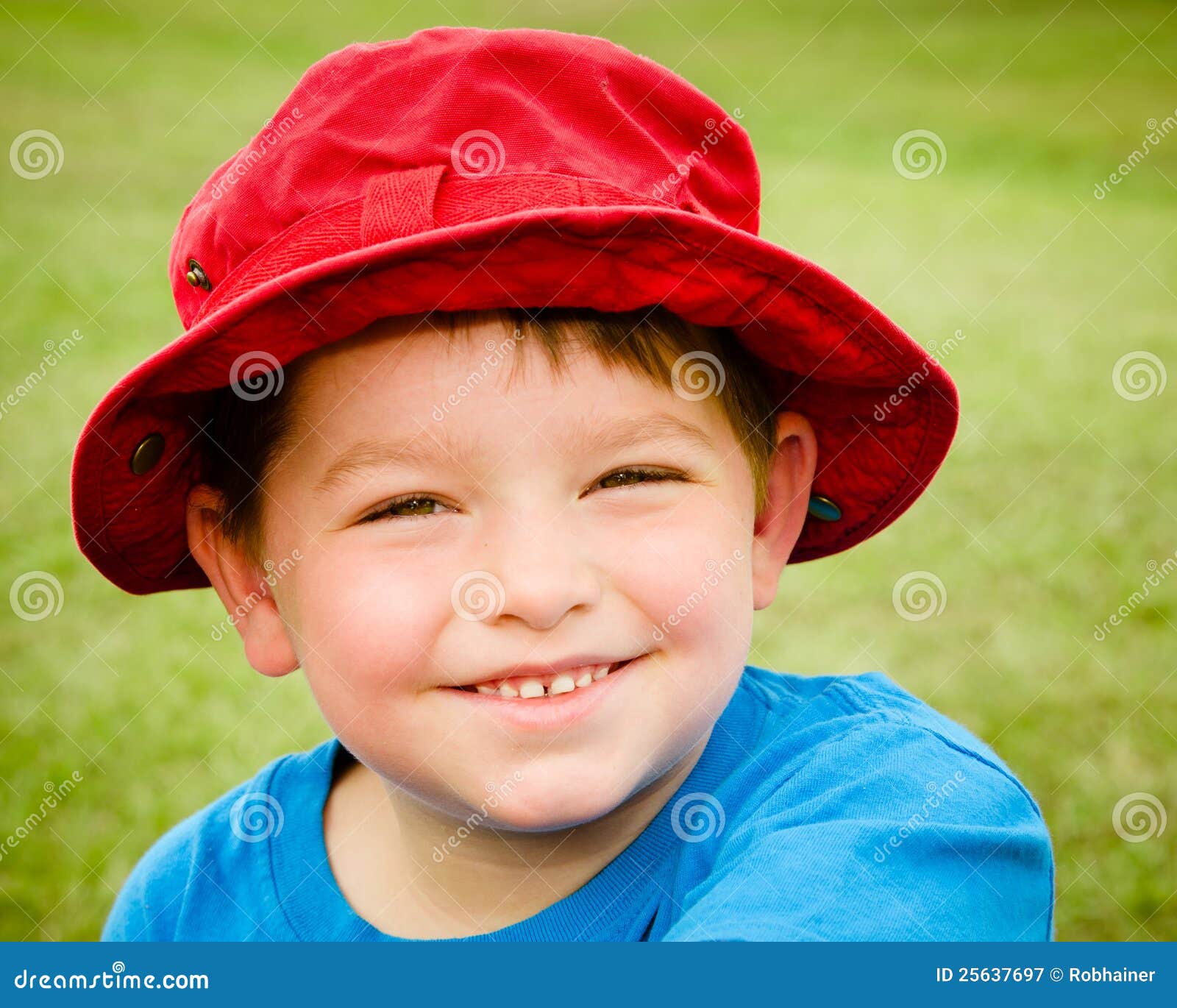 Child in Summer Portrait Wearing Bright Red Hat Stock Image - Image of ...