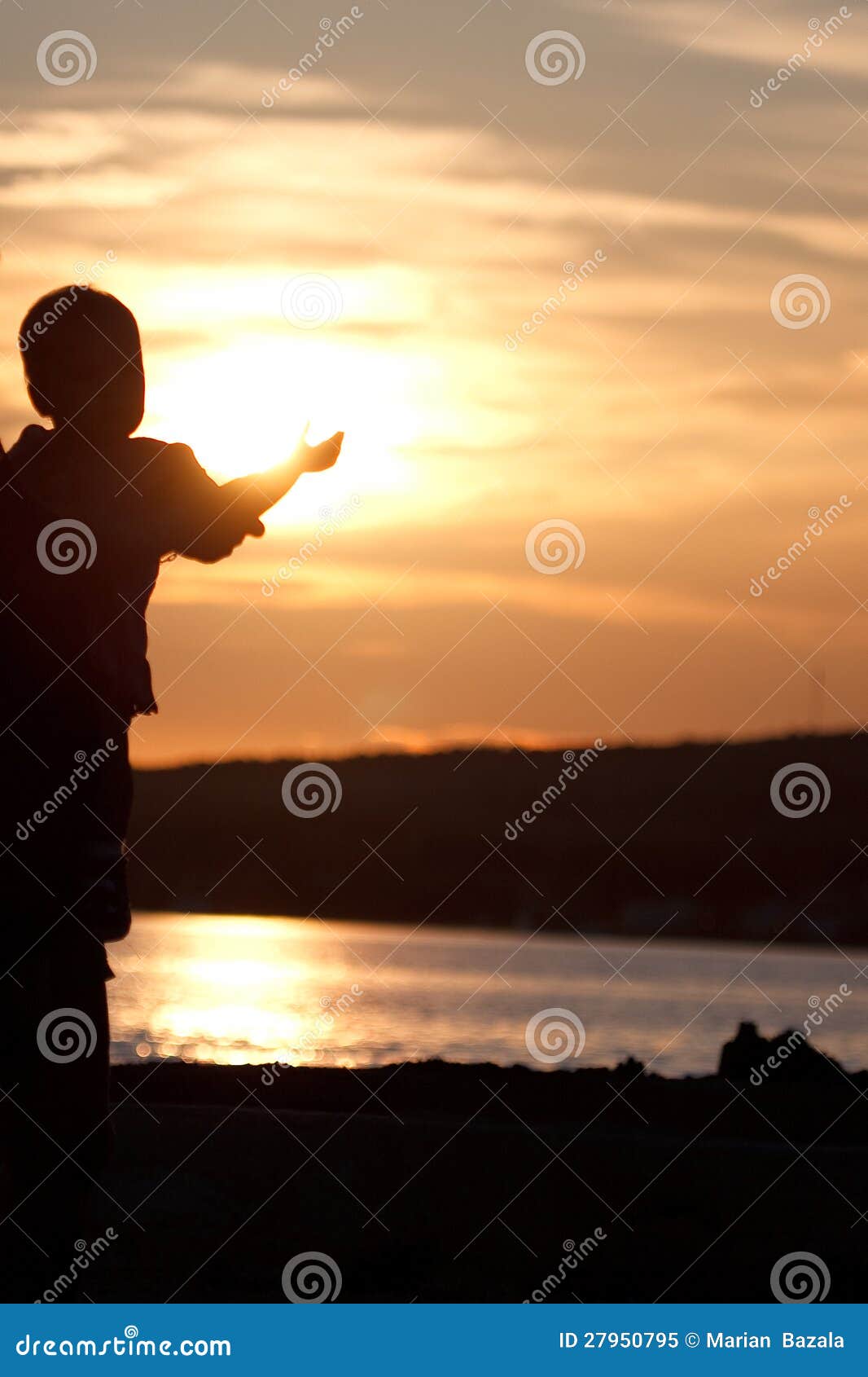 Child in the sunset stock image. Image of beautiful, cloud - 27950795