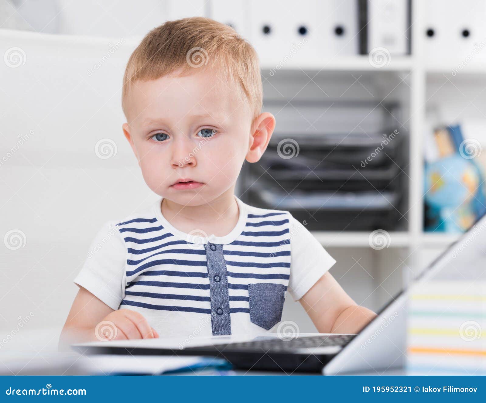 Child is Surfing in Internet on Laptop Stock Image - Image of cute ...