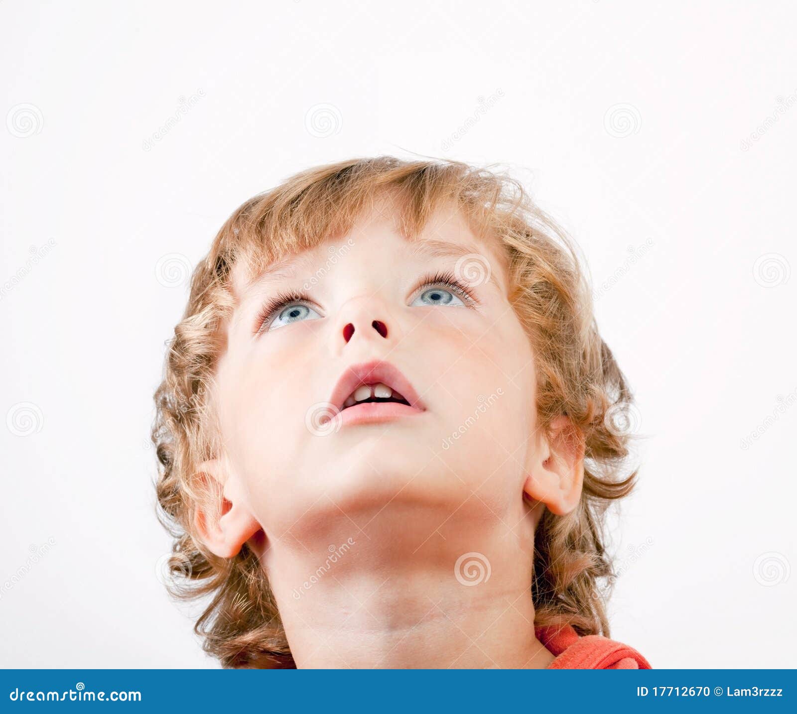 The Child with Surprise Looks Upwards Stock Photo - Image of portrait ...