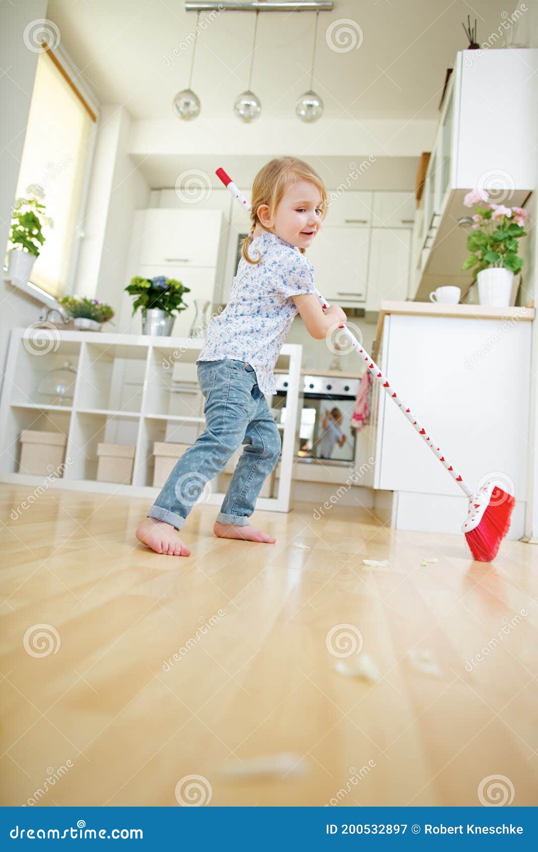 Child Sweeping and Sweeping with a Broom Stock Image - Image of sweep ...