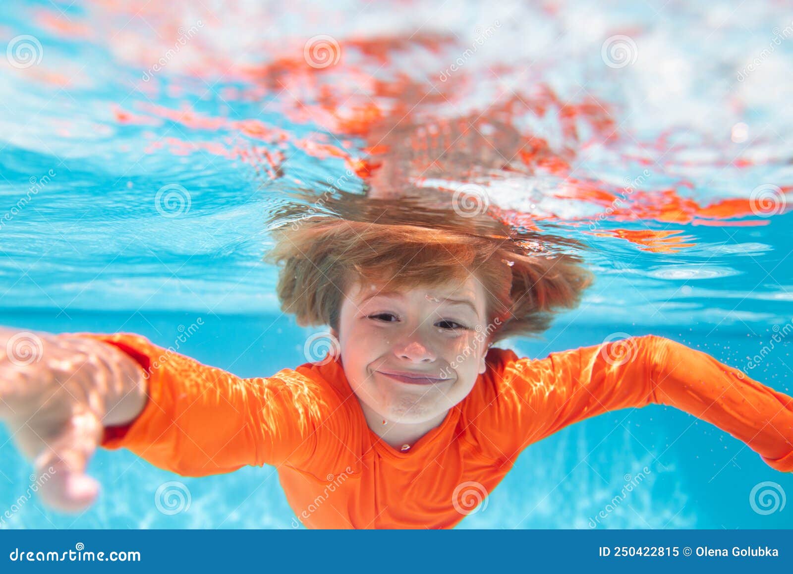 Child Swim and Dive Underwater in the Swimming Pool. Stock Image ...