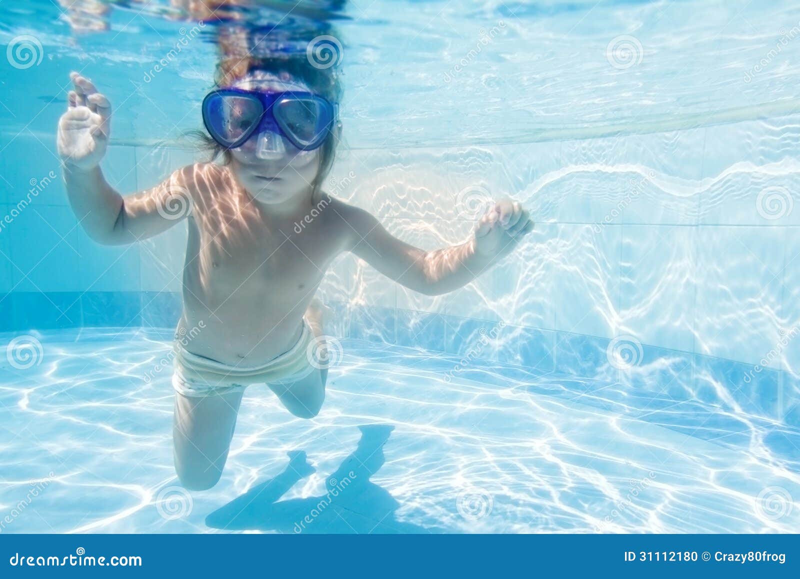 Child Swimming Underwater in Pool Stock Photo - Image of lifestyle ...