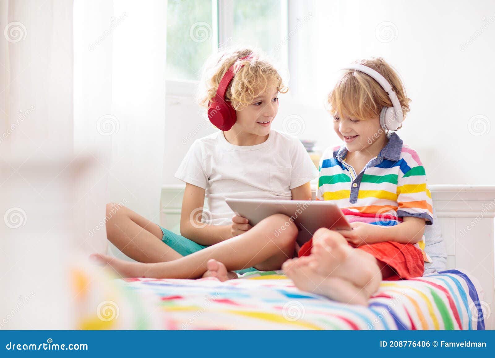 Child with Tablet Computer. Kids Study Online Stock Photo - Image of ...