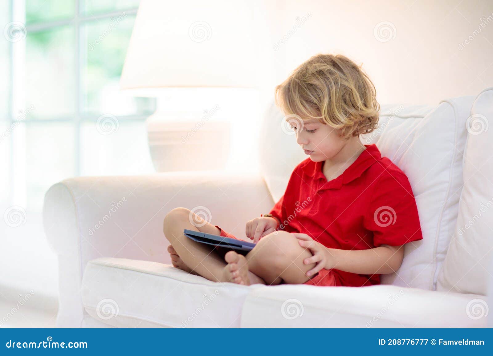 Child with Tablet Computer. Kids Study Online Stock Image - Image of ...