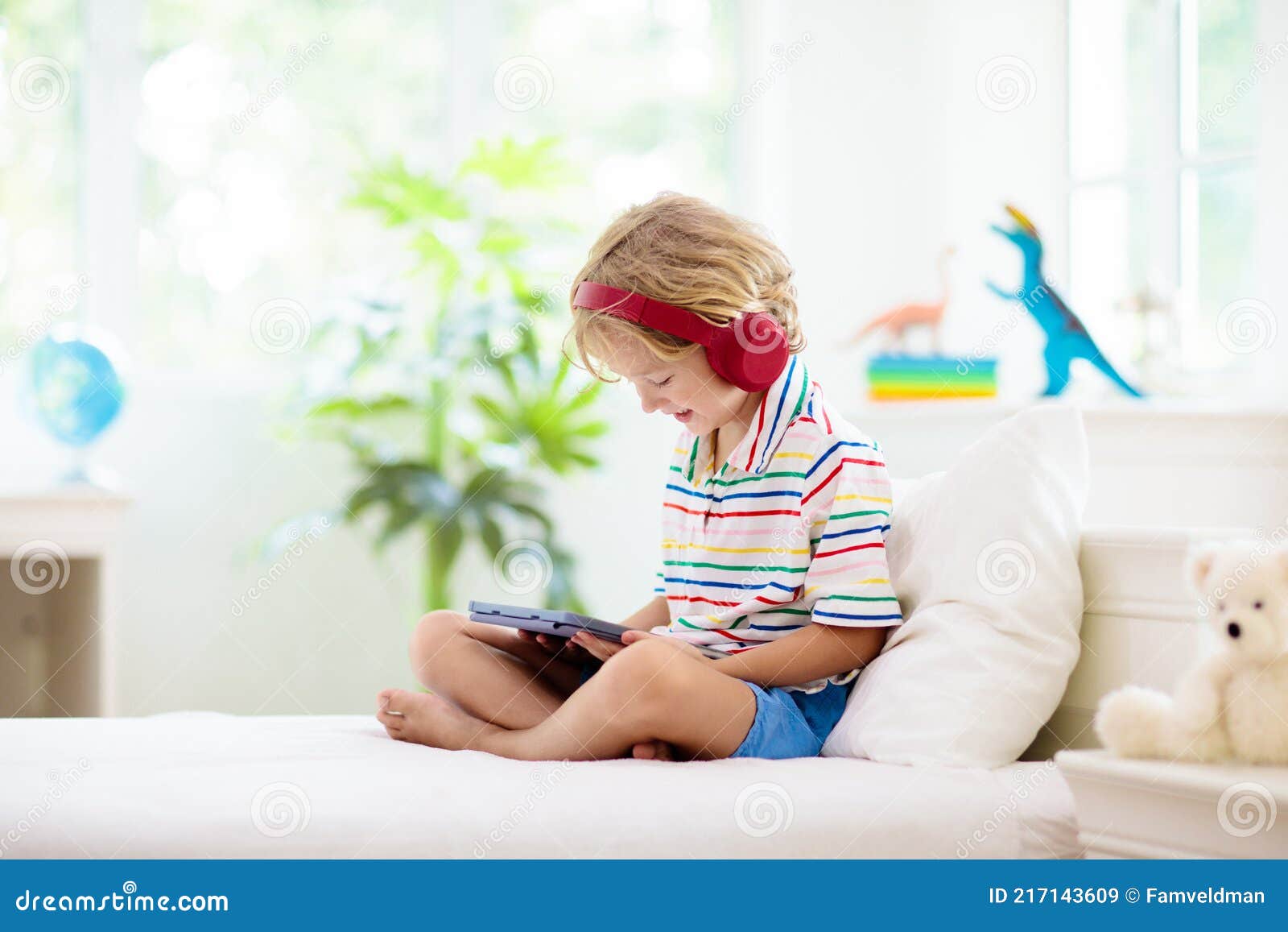 Child with Tablet Computer. Kids Study Online Stock Image - Image of ...