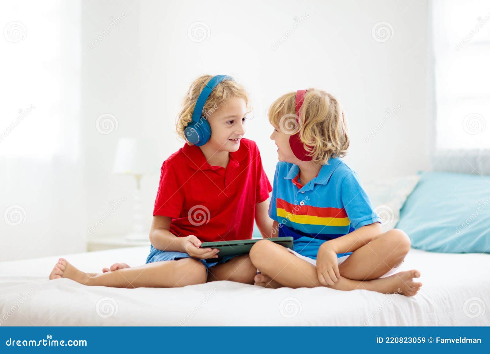 Child with Tablet Computer. Kids Study Online Stock Image - Image of ...