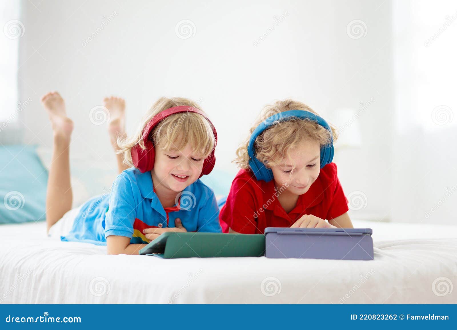 Child with Tablet Computer. Kids Study Online Stock Photo - Image of ...