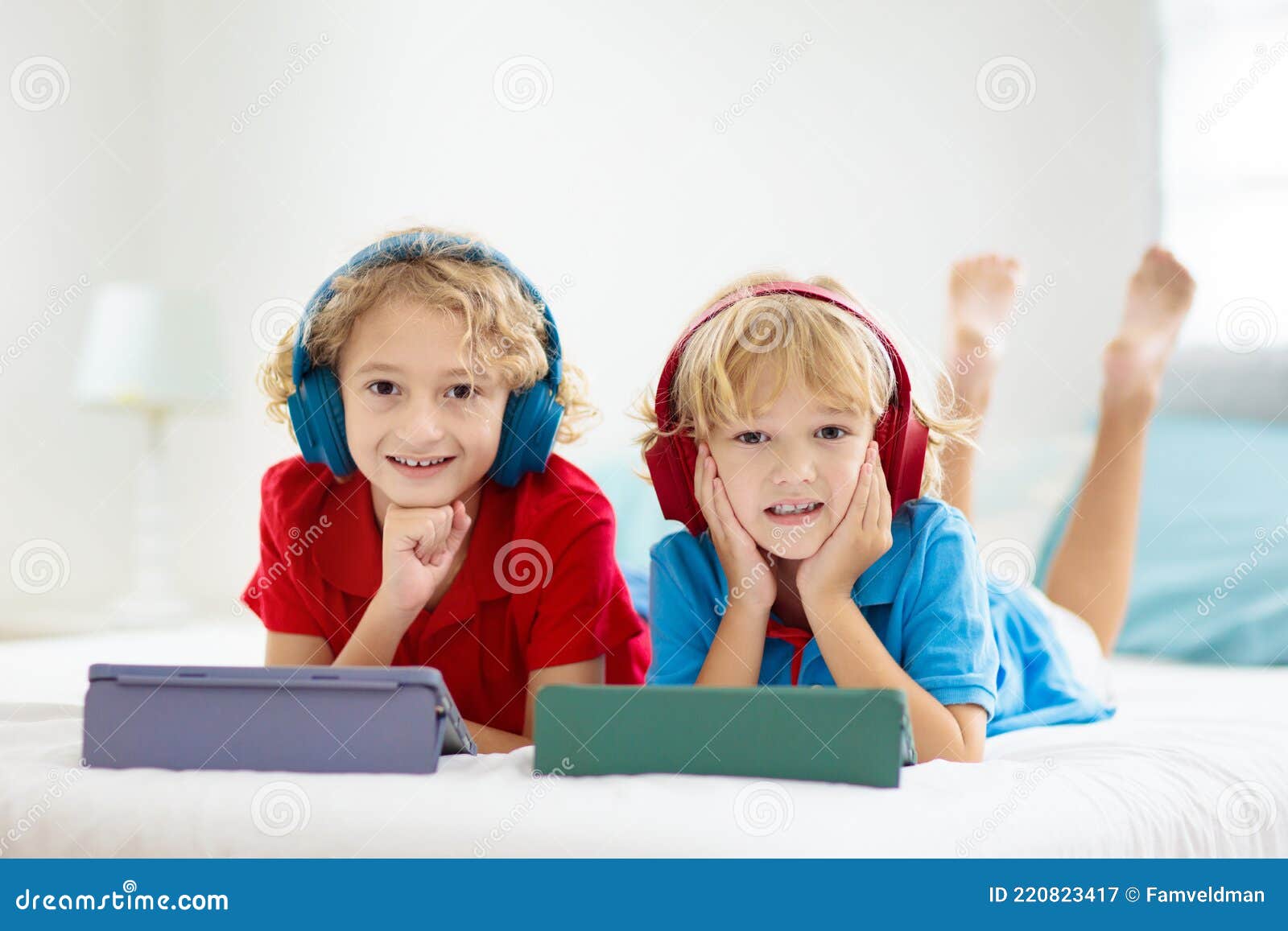 Child with Tablet Computer. Kids Study Online Stock Image - Image of ...