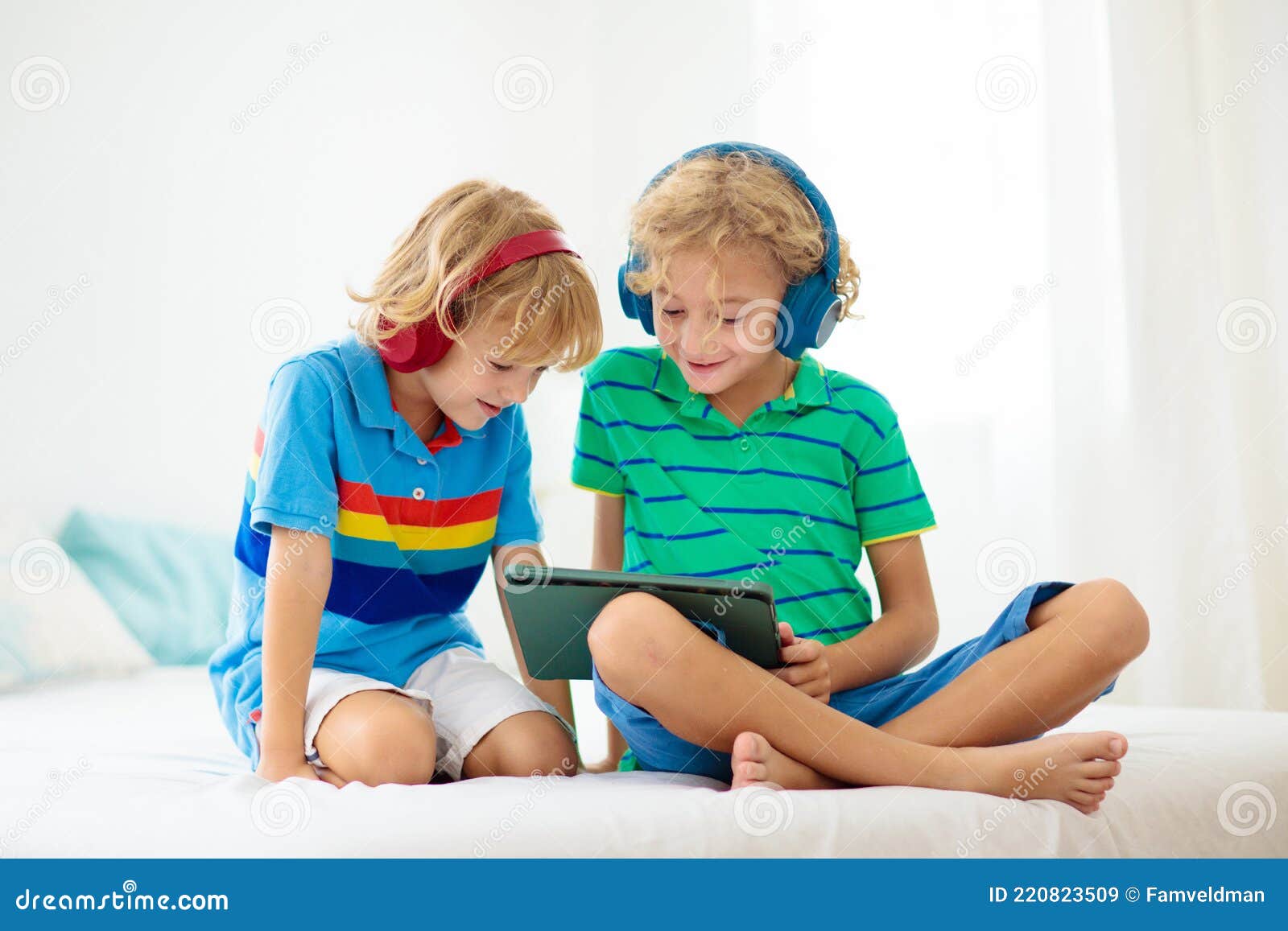 Child with Tablet Computer. Kids Study Online Stock Image - Image of ...