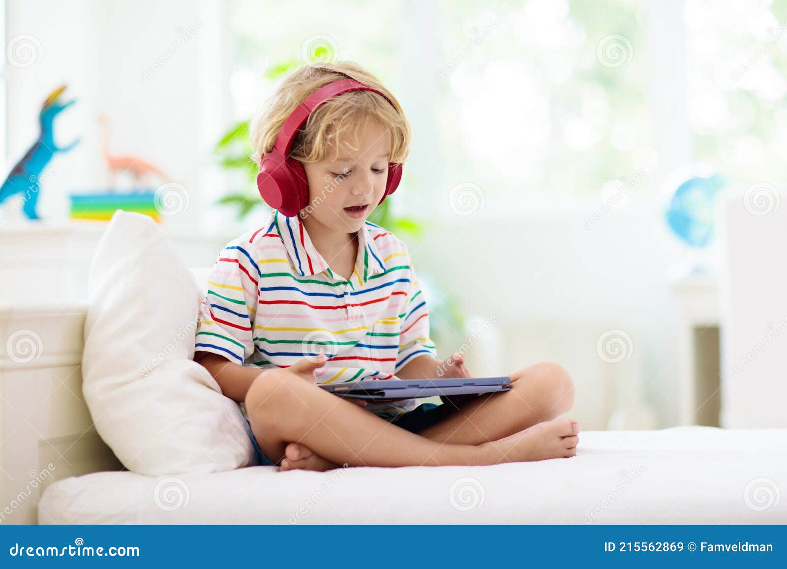Child with Tablet Computer. Kids Study Online Stock Image - Image of ...