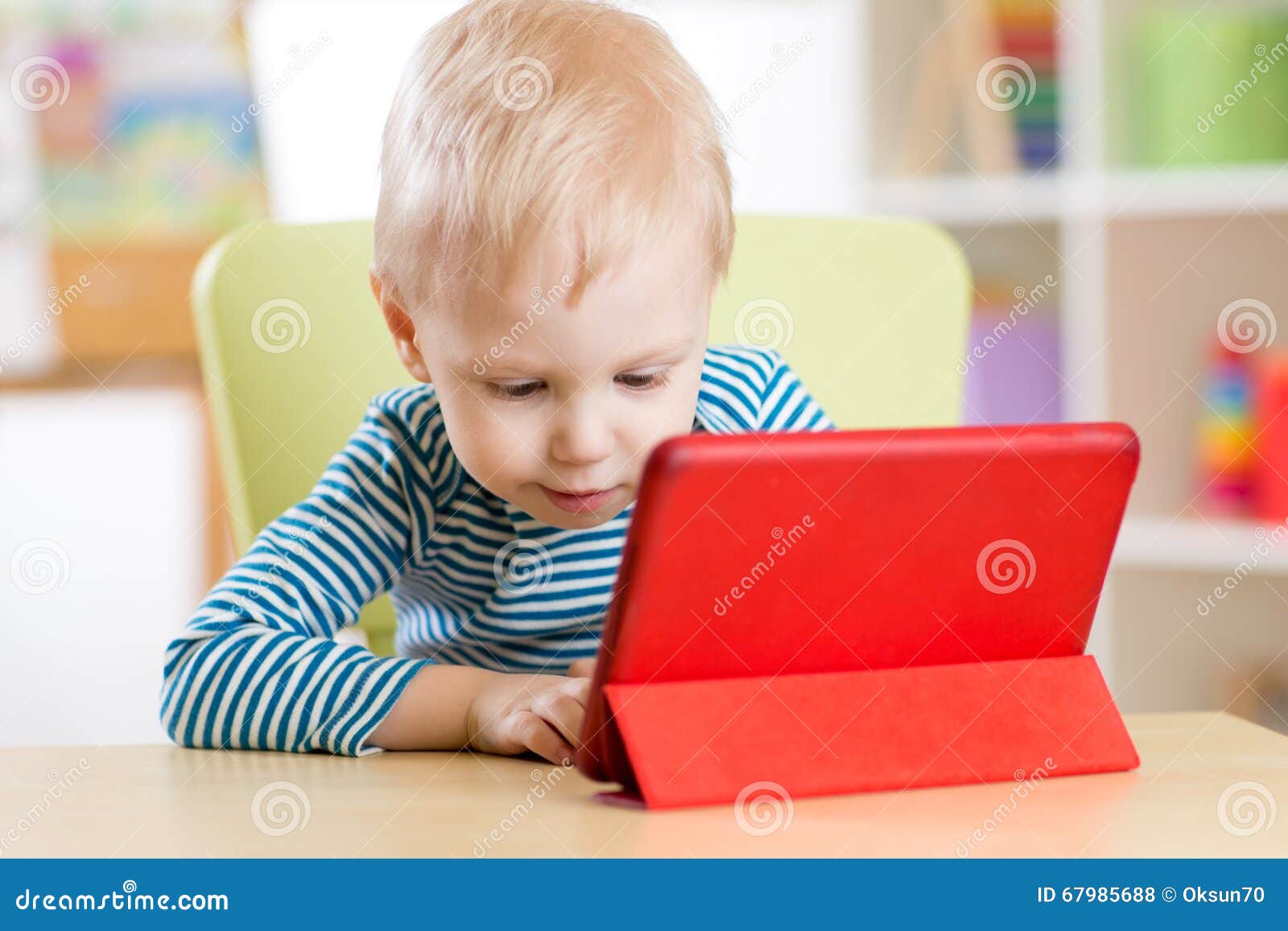 Child with Tablet Pc Computer at Home Stock Photo - Image of beautiful ...