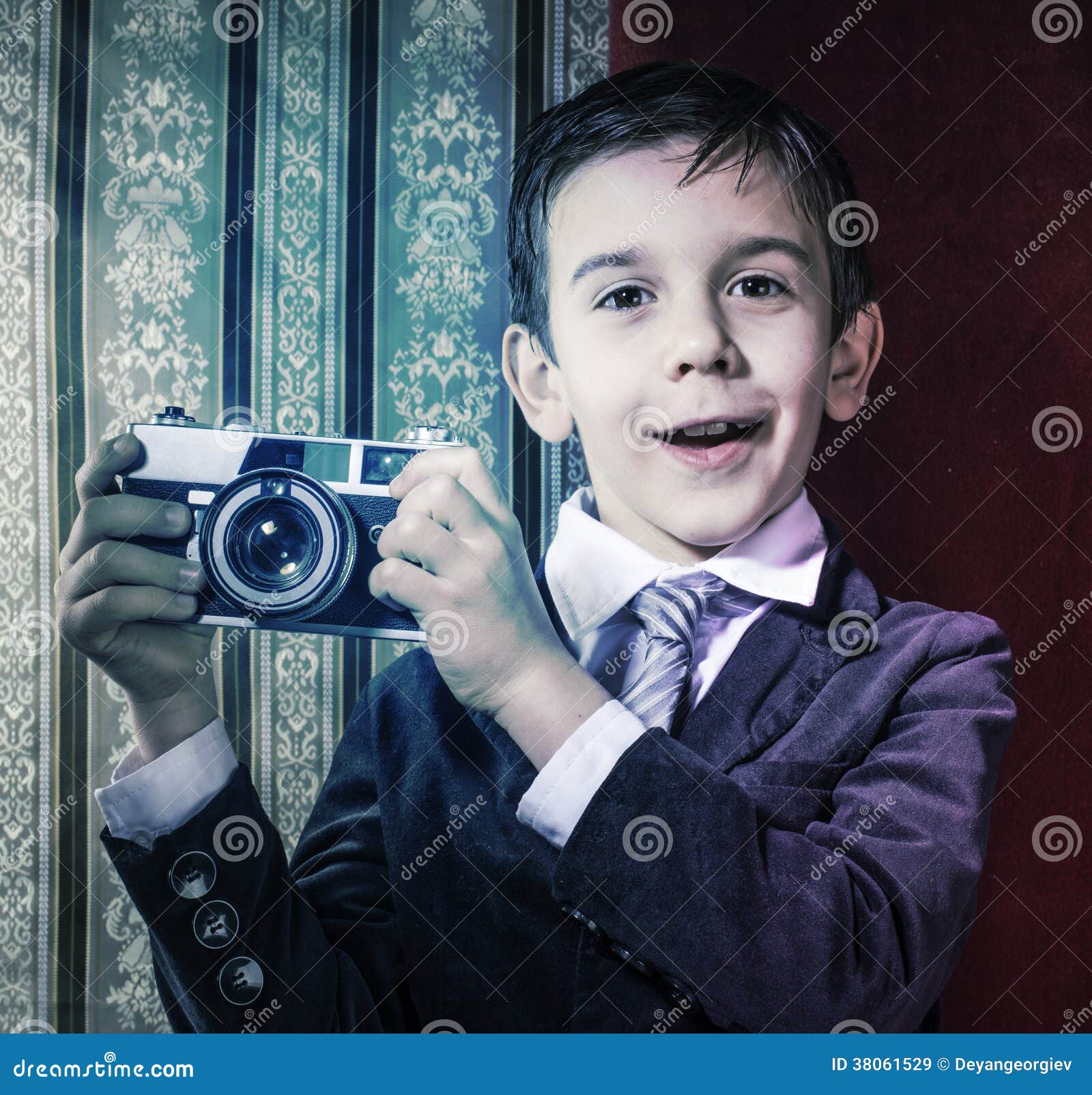 Child Taking Pictures with Vintage Camera Stock Image - Image of casual ...