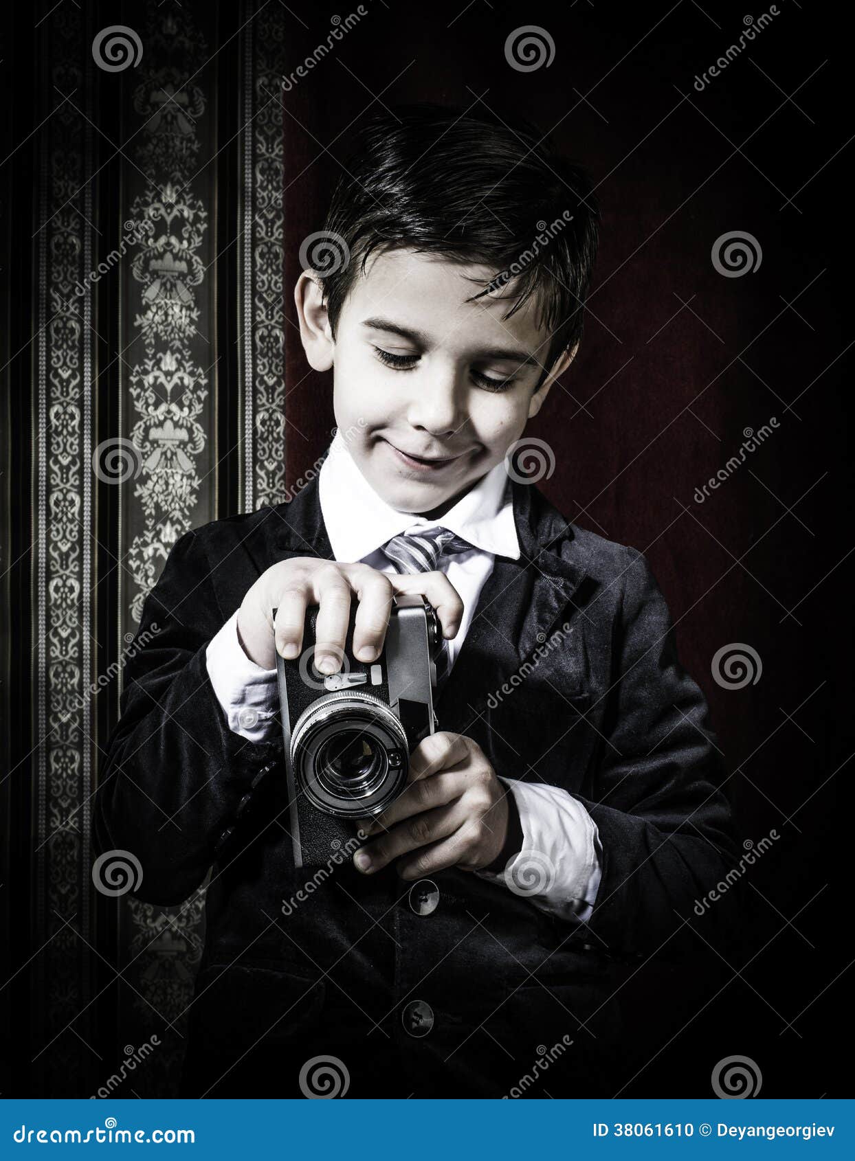Child Taking Pictures with Vintage Camera Stock Photo - Image of ...