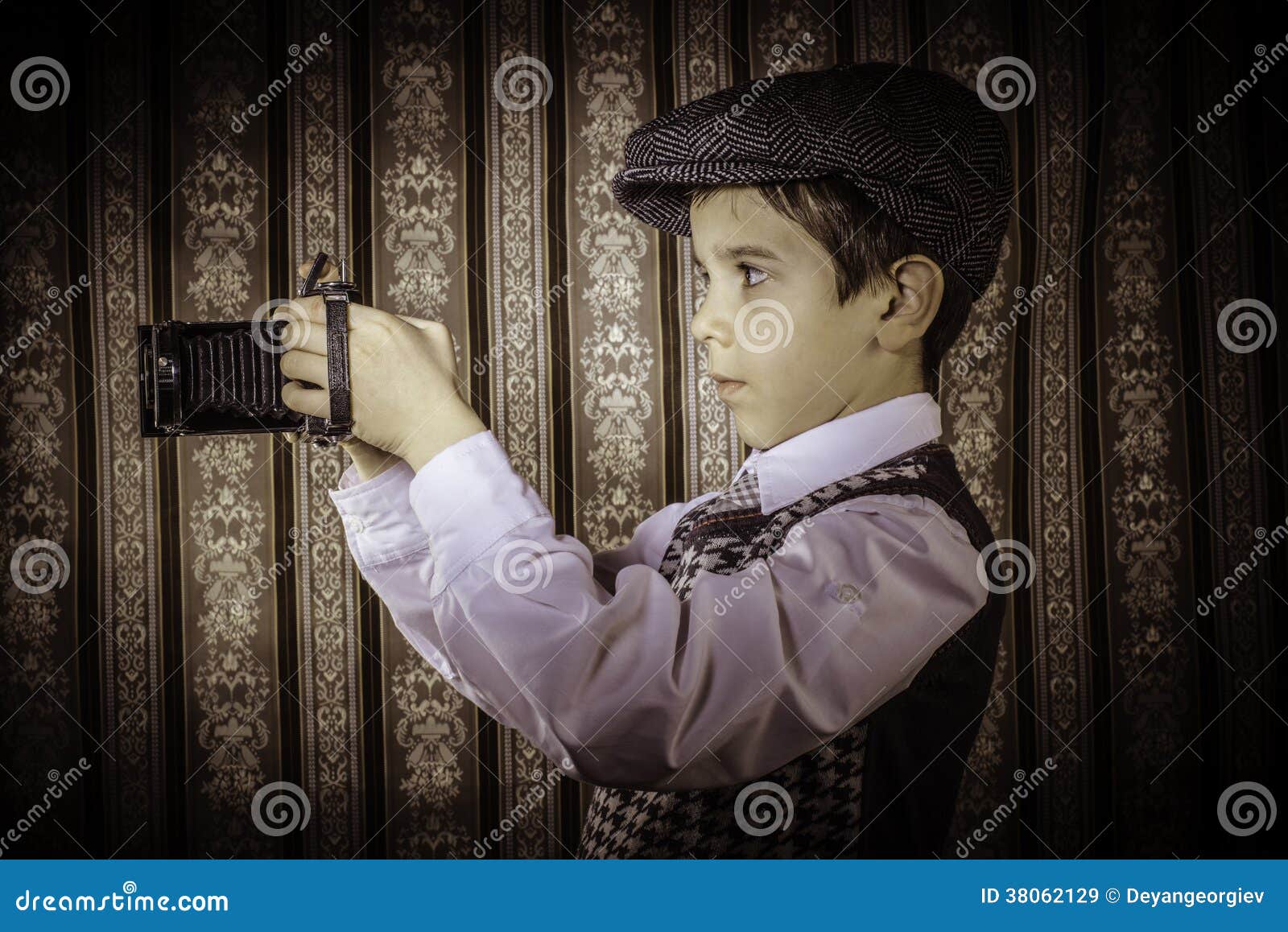 Child Taking Pictures with Vintage Camera Stock Image - Image of little ...