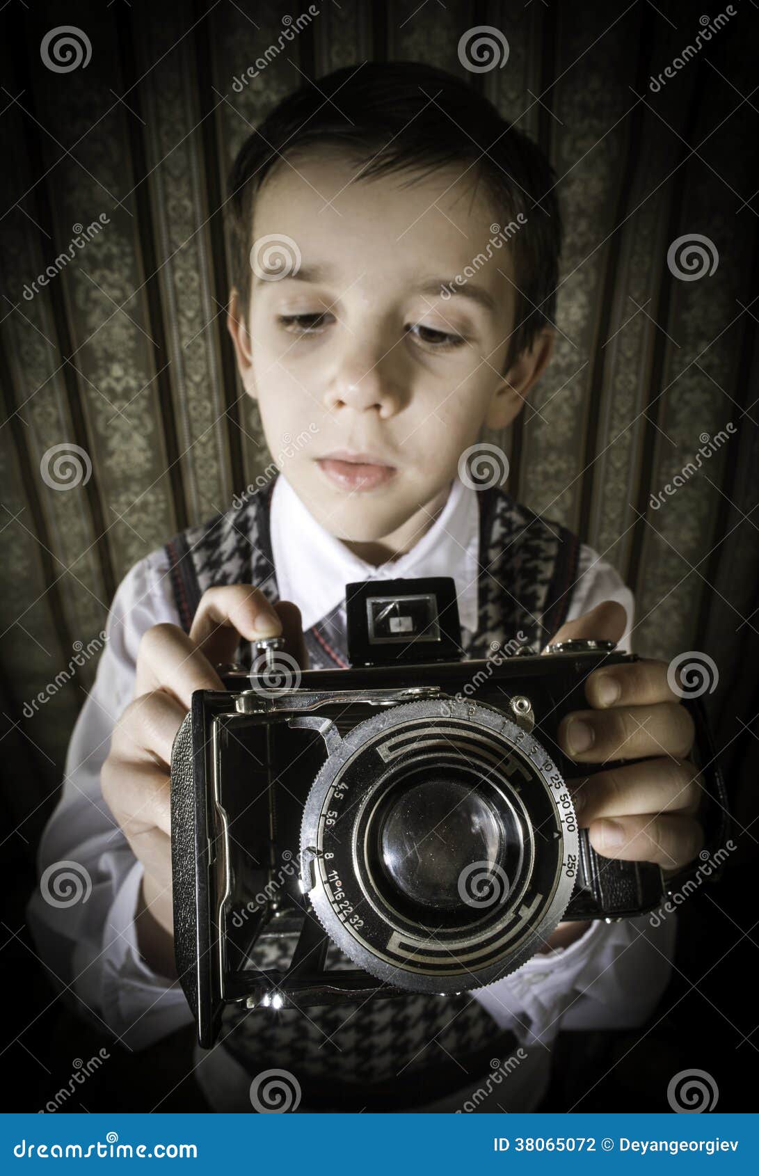 Child Taking Pictures with Vintage Camera Stock Photo - Image of ...