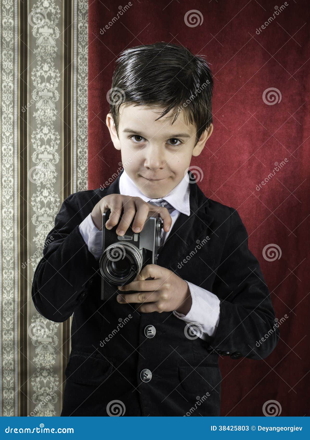 Child Taking Pictures with Vintage Camera Stock Image - Image of ...