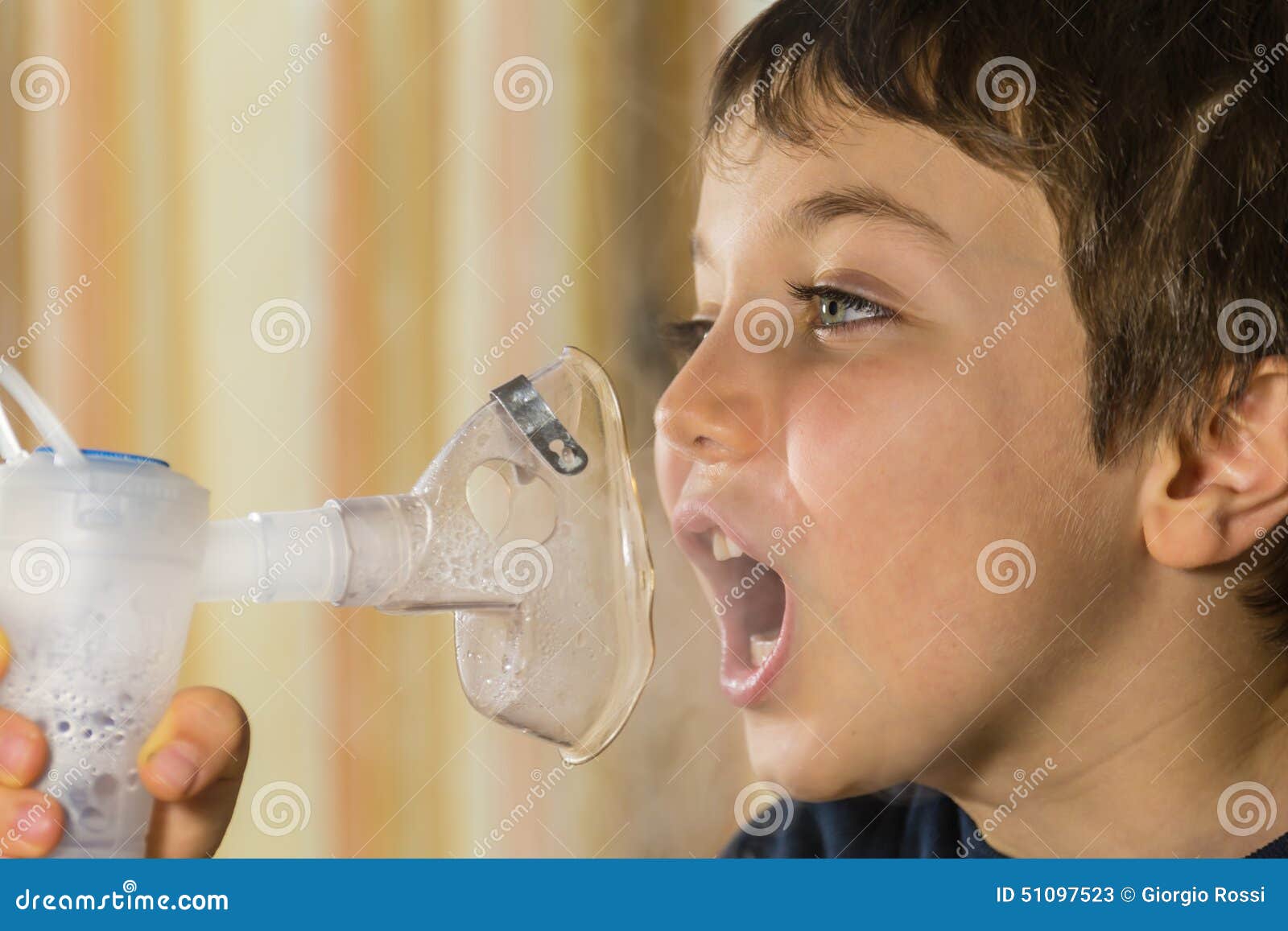 Child Taking Respiratory, Inhalation Therapy Stock Image - Image of ...