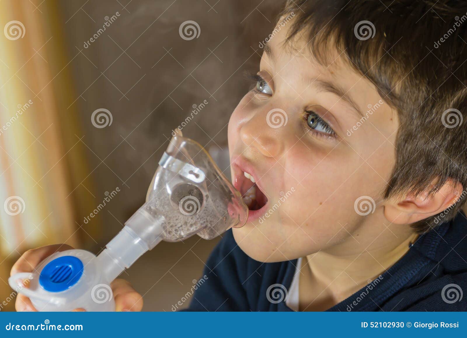 Child Taking Respiratory, Inhalation Therapy Stock Photo - Image of ...