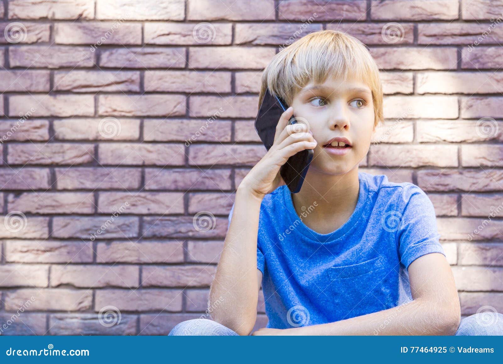 Child Talking on Cell Phone. People, Technology and Communication ...