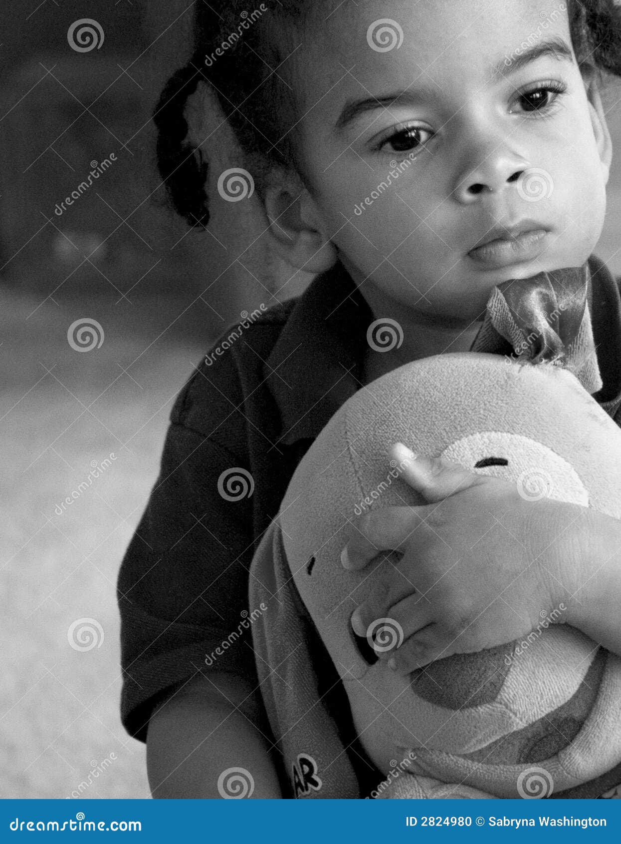 Child and Teddy Bear stock photo. Image of teddy, grayscale - 2824980