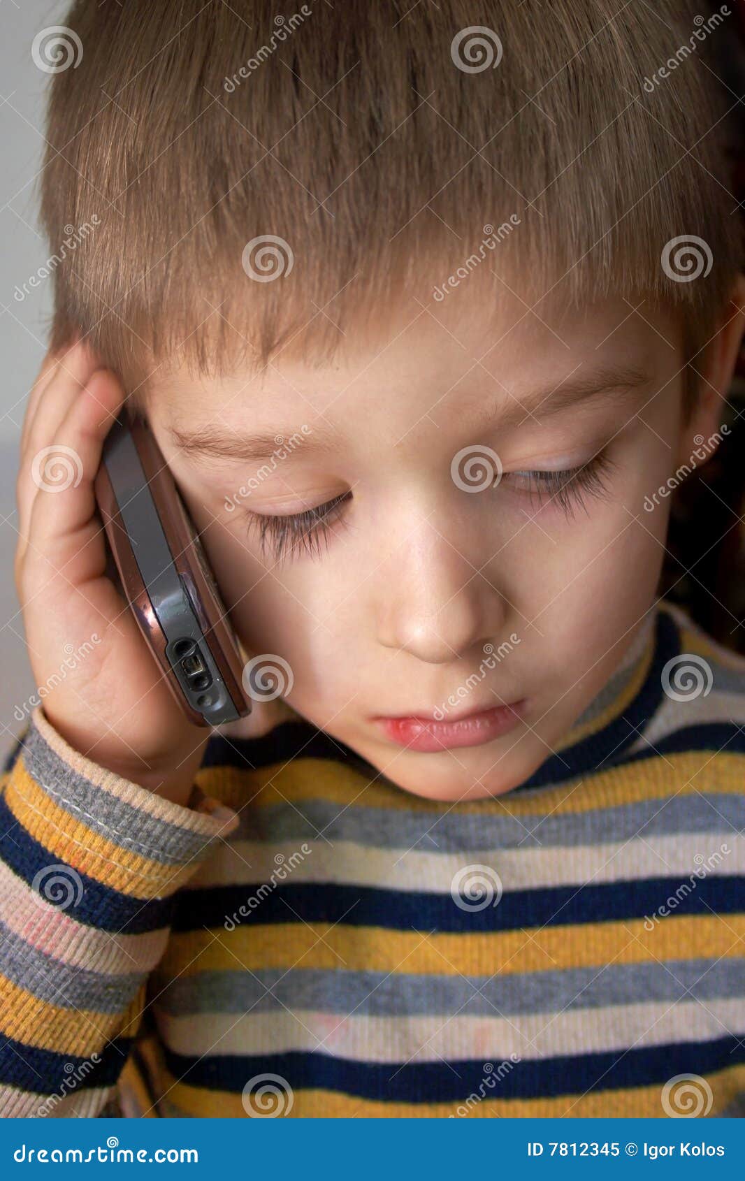 Child and telephone stock image. Image of small, mobile - 7812345
