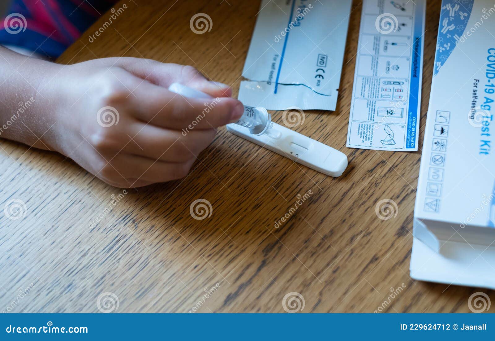 Child Testing Herself for Coronavirus at Home Stock Photo - Image of ...