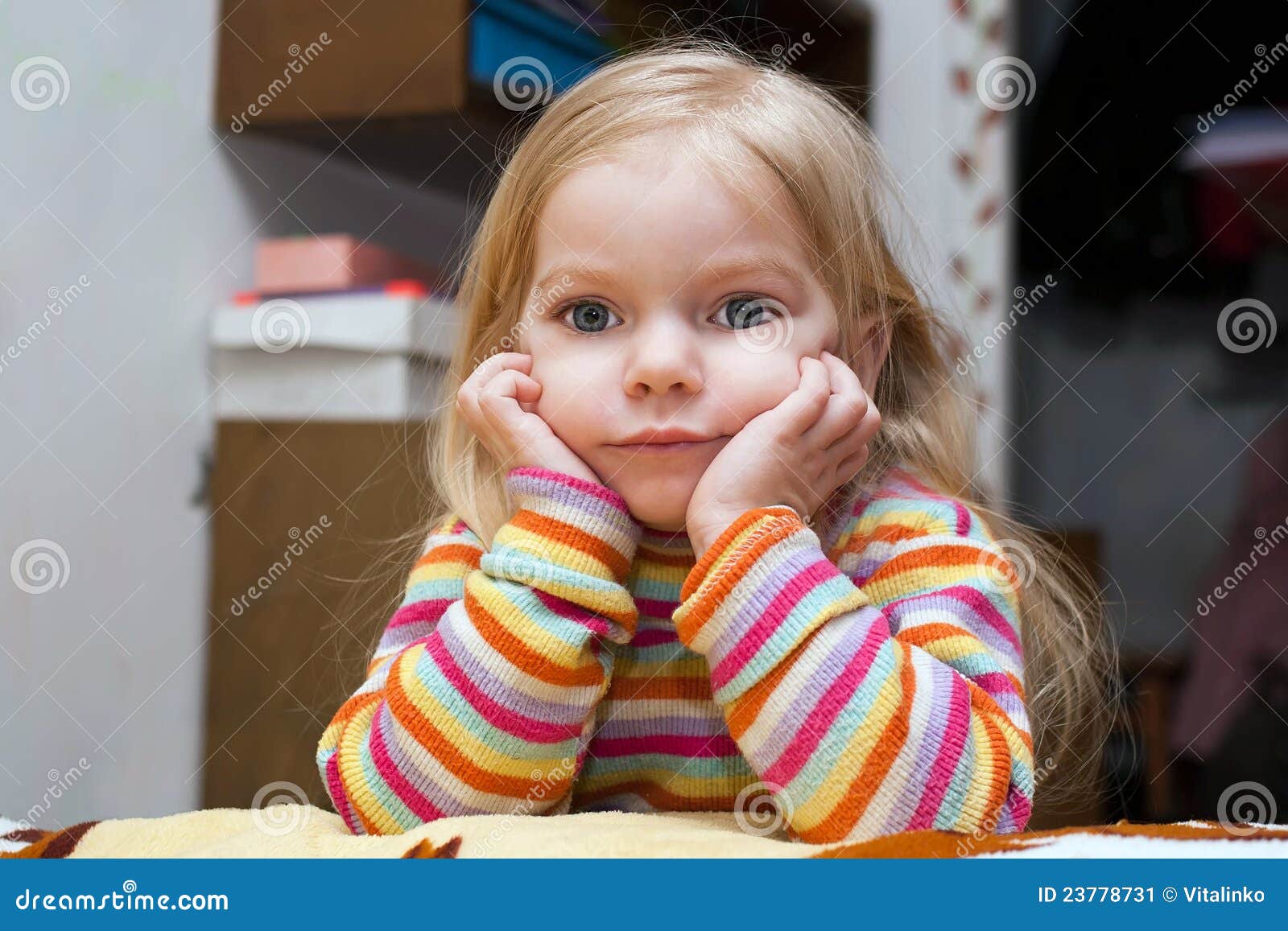 Child is thinking stock image. Image of looking, little - 23778731