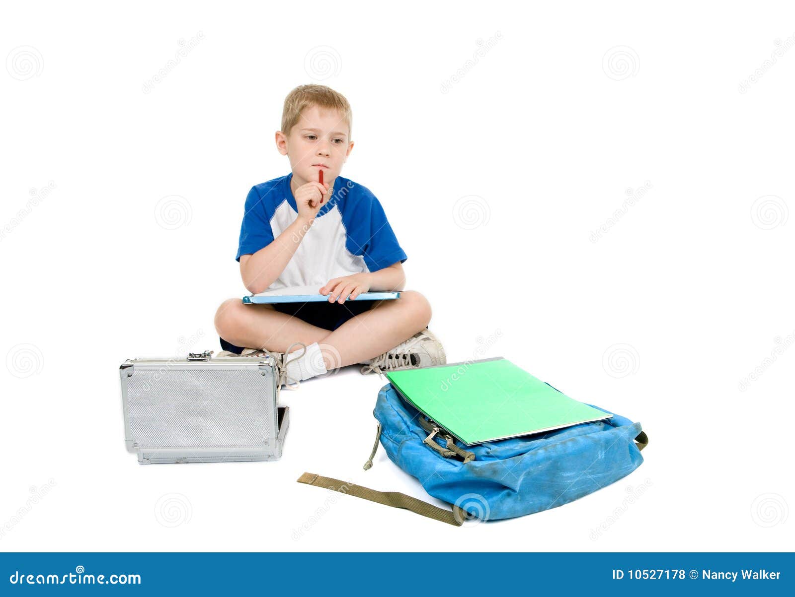 Child Thinking about Homework Stock Photo - Image of childhood ...