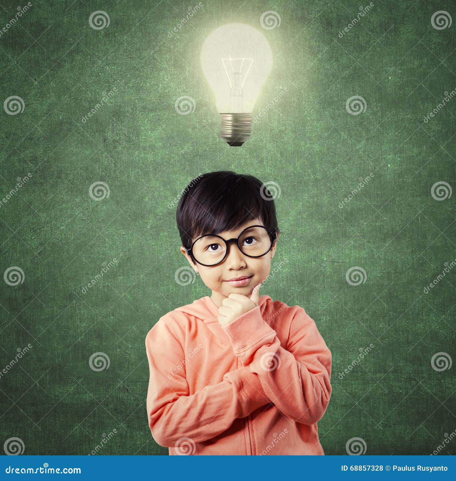 Child in Thinking Poses while Looking at Lamp Stock Photo - Image of ...