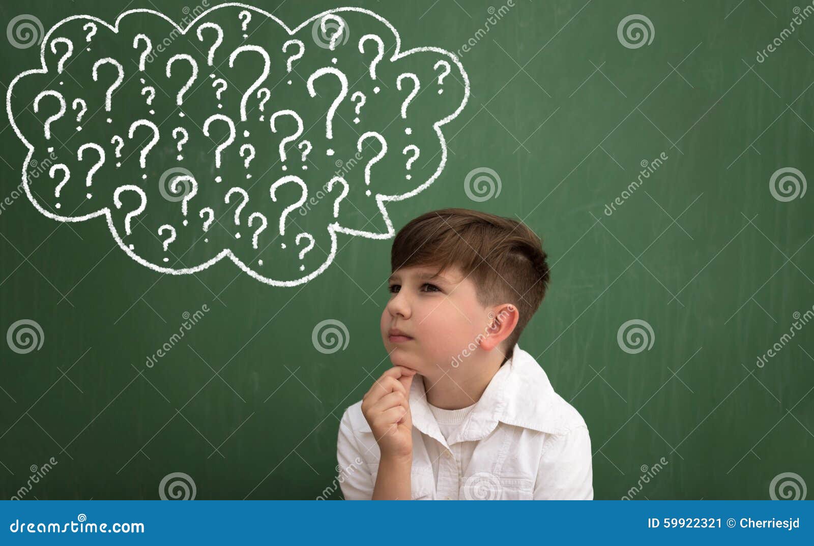 Child Thinking with a Thought Bubble of Question Marks Stock Image ...