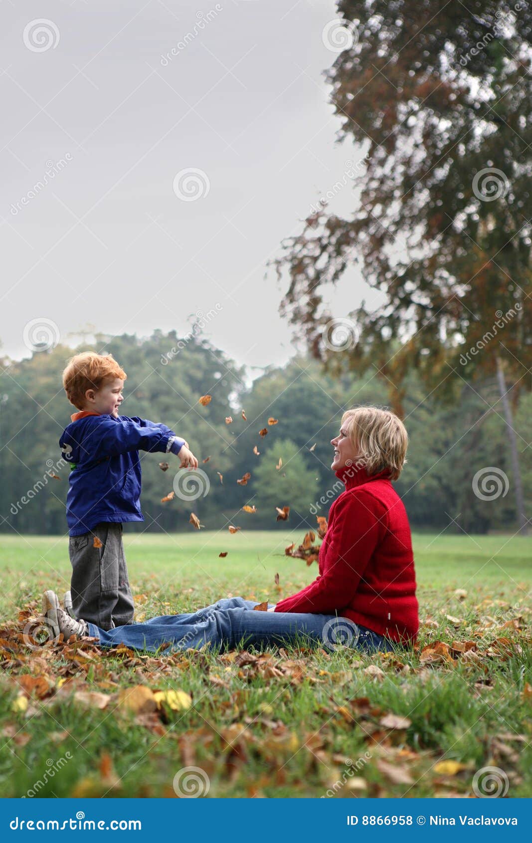 Child Throwing Autumn Leafs Stock Photo - Image of autumnal, brother ...