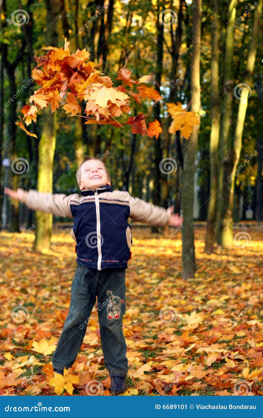 Child Throwing Autumn Leaves Stock Image - Image of park, caucasian ...