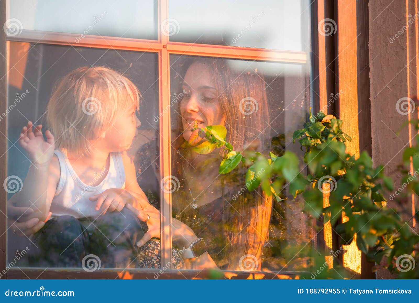 Child, Toddler Boy, Looking through Window Stock Image - Image of cute ...