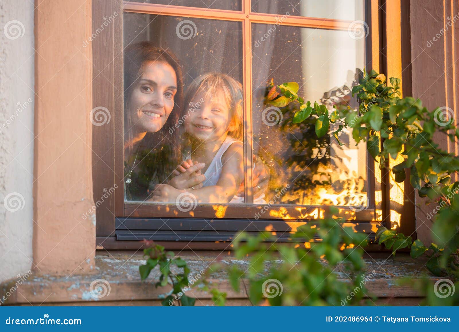 Child, Toddler Boy, Looking through Window Stock Photo - Image of ...