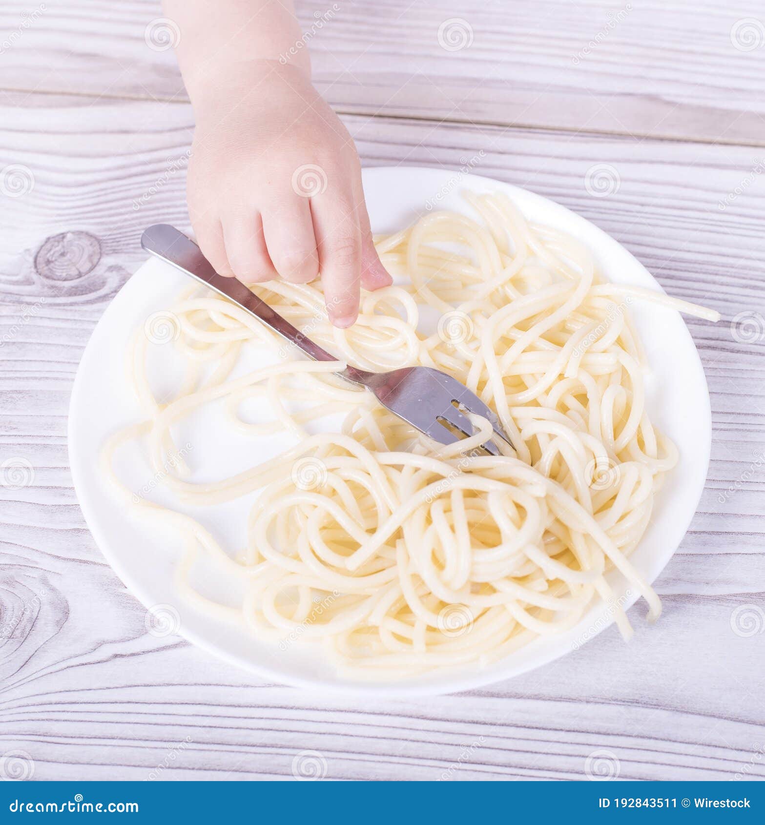 Child Touching the Delicious Spaghetti on the Plate Stock Image - Image ...