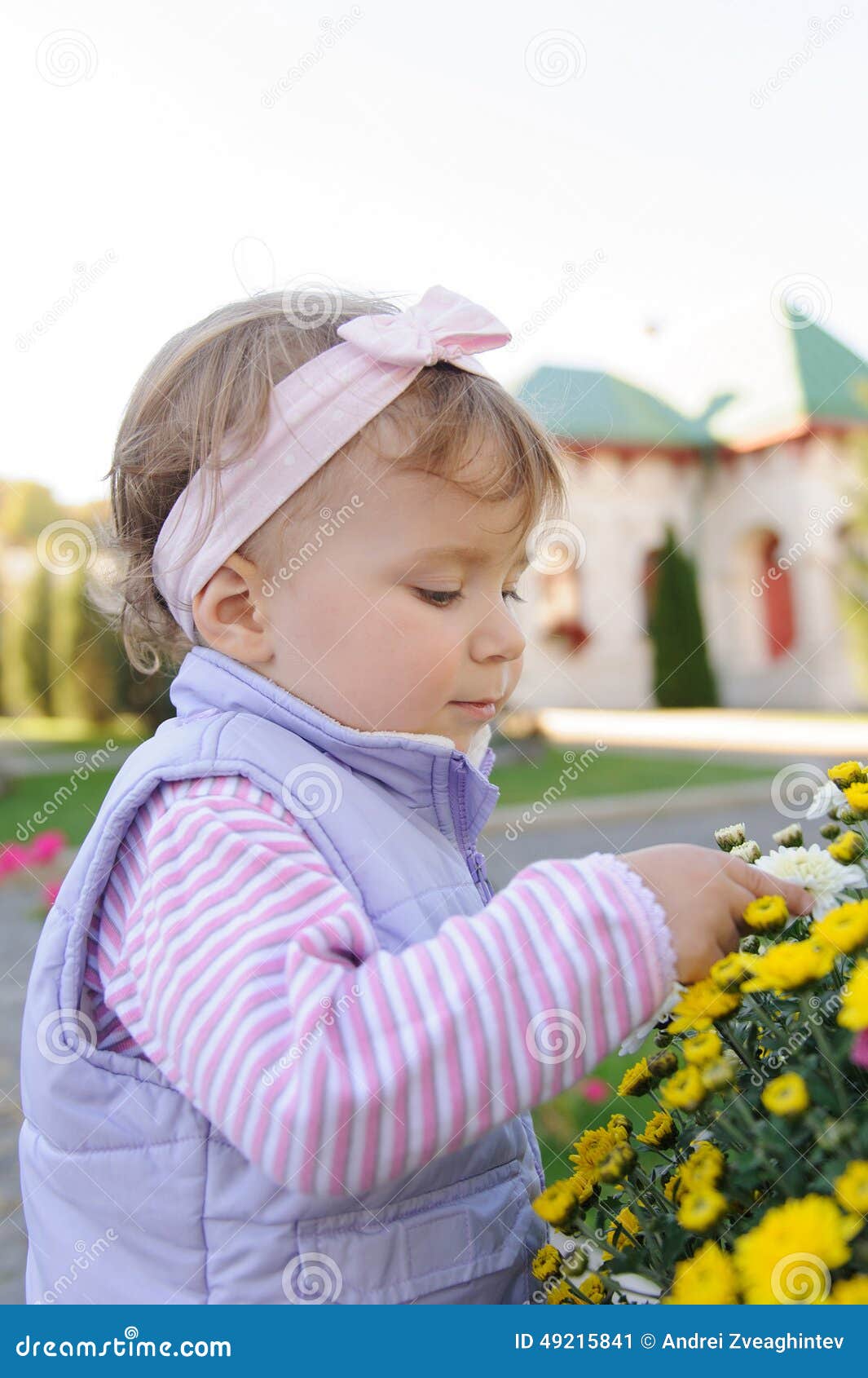 Child Touching Flower stock image. Image of caucasian - 49215841