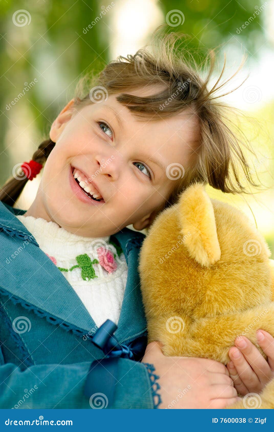 Child with toy bear cub stock photo. Image of grove, love - 7600038