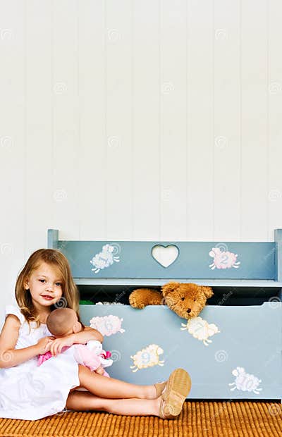 Child with toy chest stock photo. Image of indoors, wooden - 10264232
